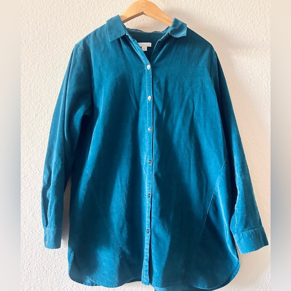 Tops | J Jill Women Teal Buttonup Shirt | Poshmark